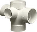 4" - PVC DWV Double TY with Right Inlet Estabrook - PHWarehouse.com